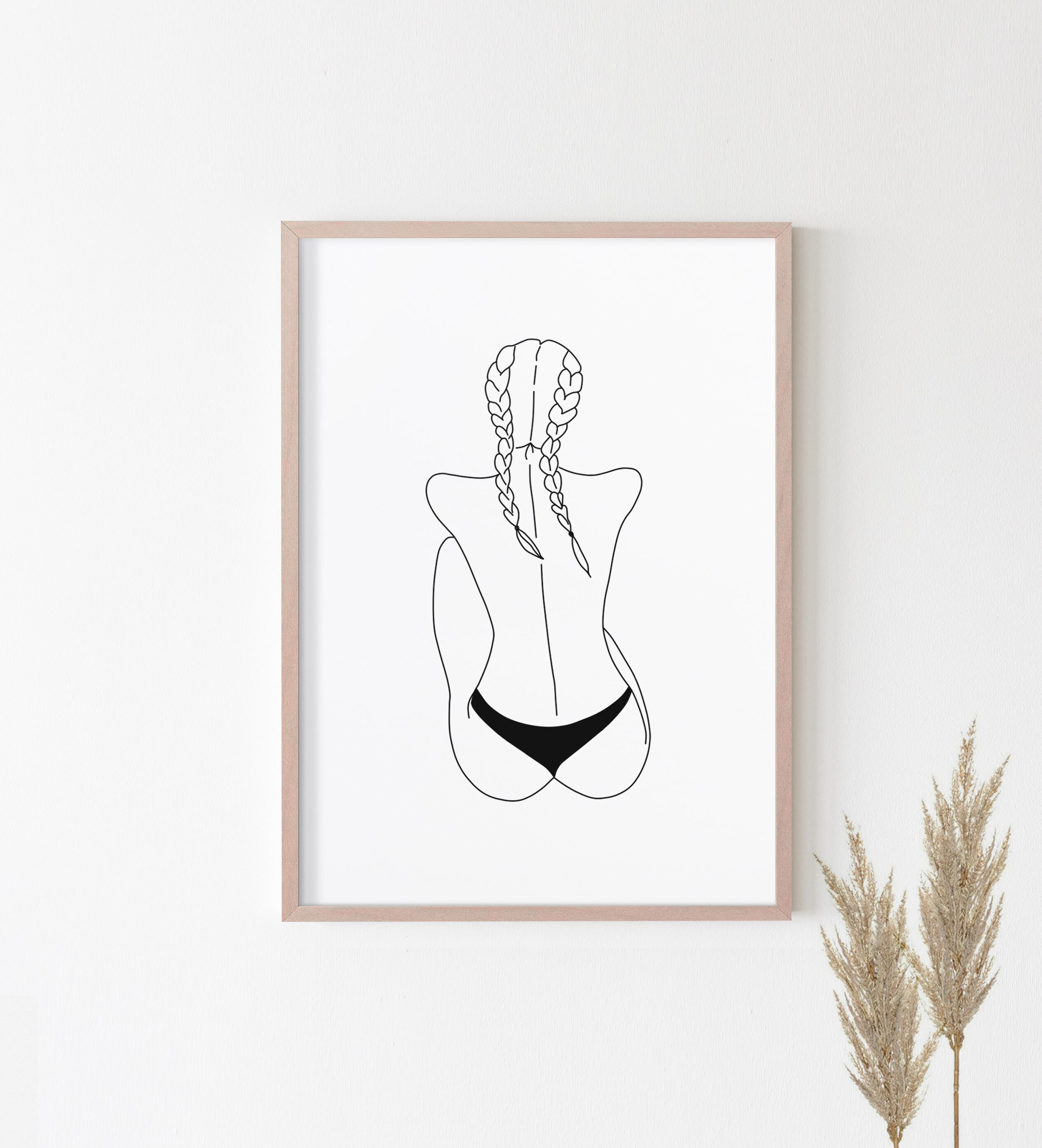 Woman Back Line Art Abstract Female Print Minimal Figure | Etsy