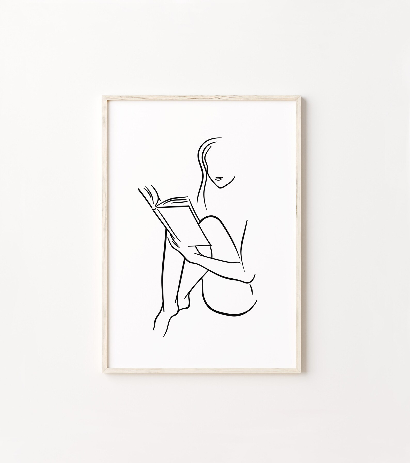 Woman Reading Line Art Print Reading A Book Drawing Female - Etsy