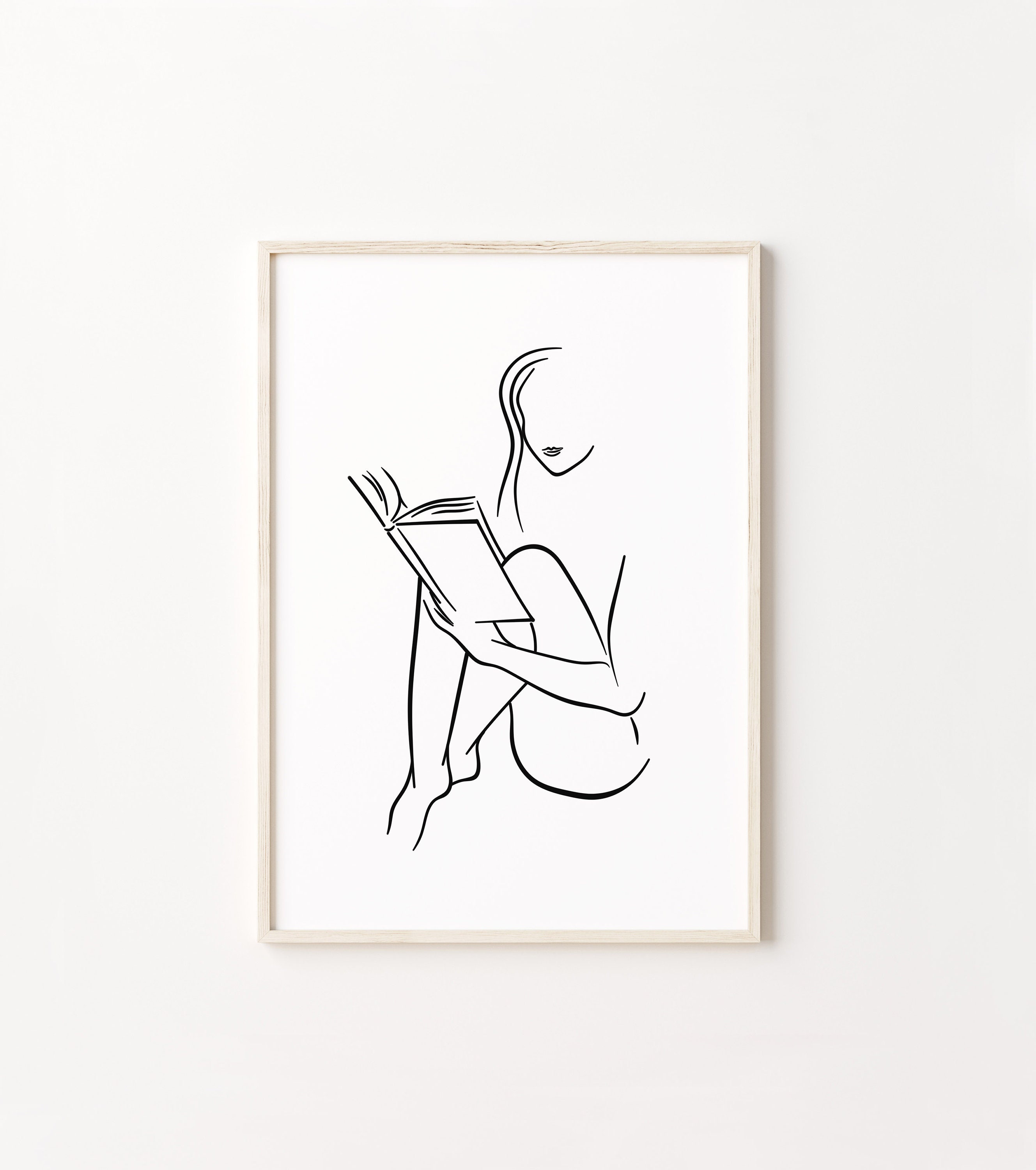 Woman Reading Line Art Print Reading A Book Drawing Female - Etsy Australia