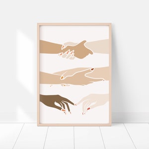 Boho Feminist Art Poster Diversity Print Reaching Hands Art - Etsy