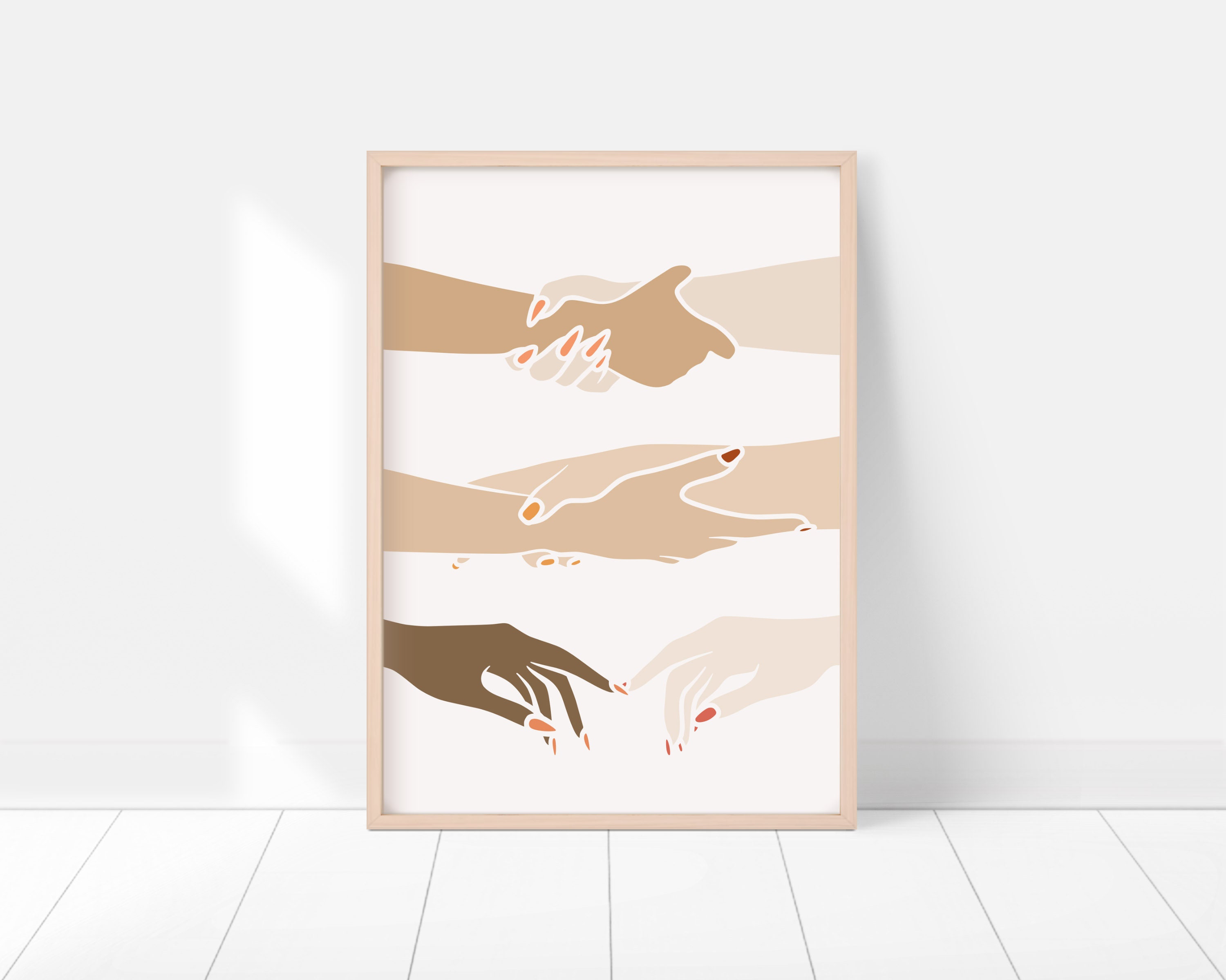 Boho Feminist Art Poster Diversity Print Reaching Hands Art - Etsy