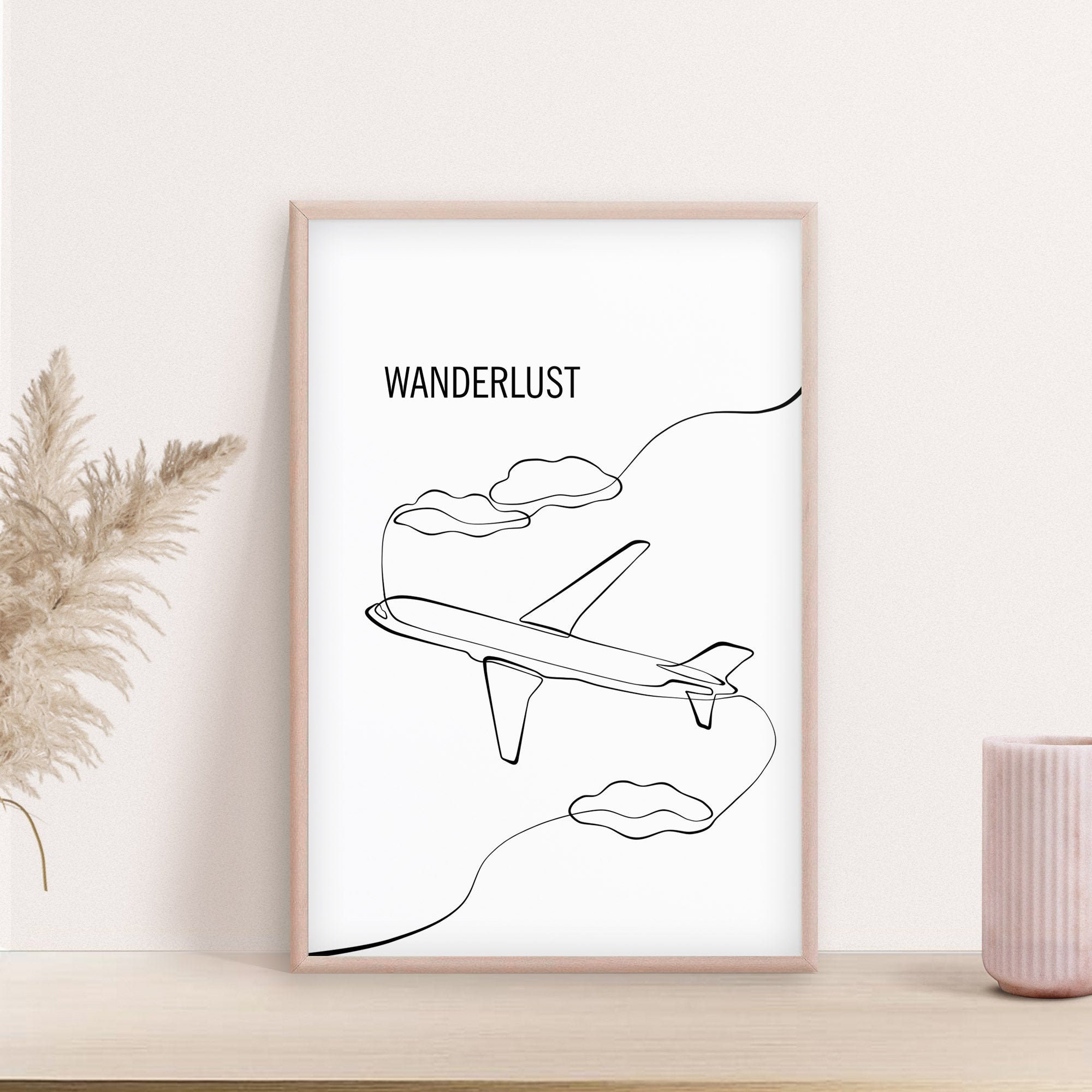 Travel Line Art Wanderlust Wall Art Airplane Line Drawing | Etsy
