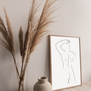 Male Back Line Art Print, Abstract Man Drawing, Naked Male Figure ...