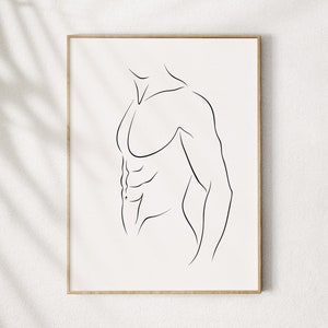 Man Body Line Art, Male Silhouette Wall Art, Abstract Man Print ...