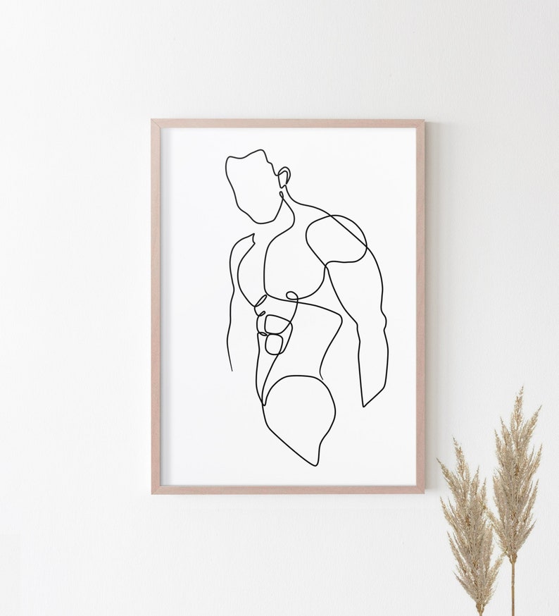 Man One Line Drawing Male Body Line Art Abstract Naked Man | Etsy