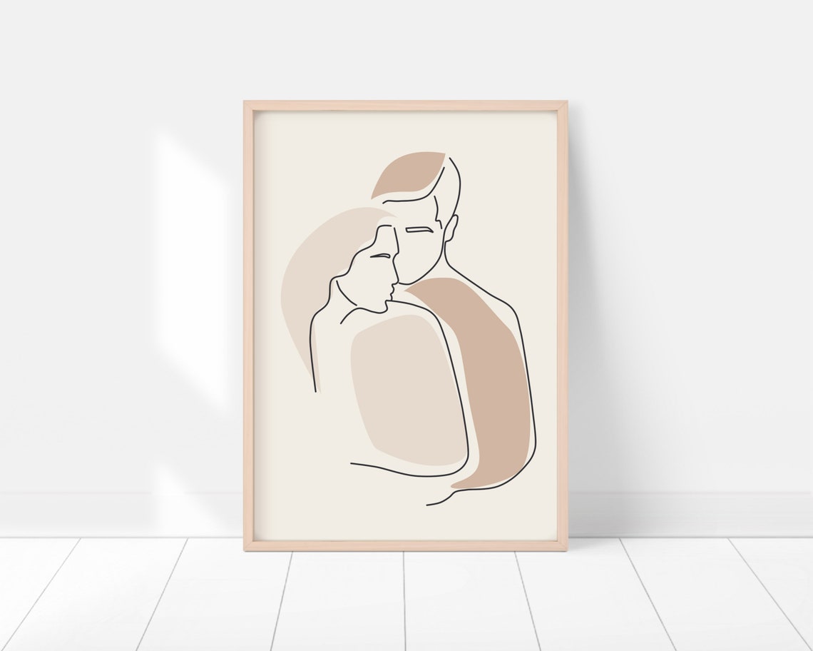 Minimalist Love Art Couple Line Art Abstract Shapes Print - Etsy