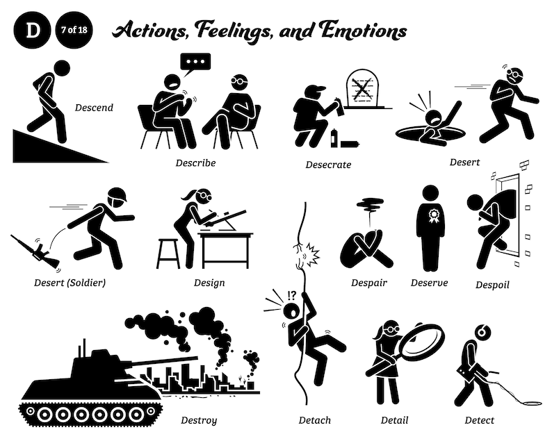 Stick Figures Man People Stickman Silhouette Action Verbs D Vector SVG ...