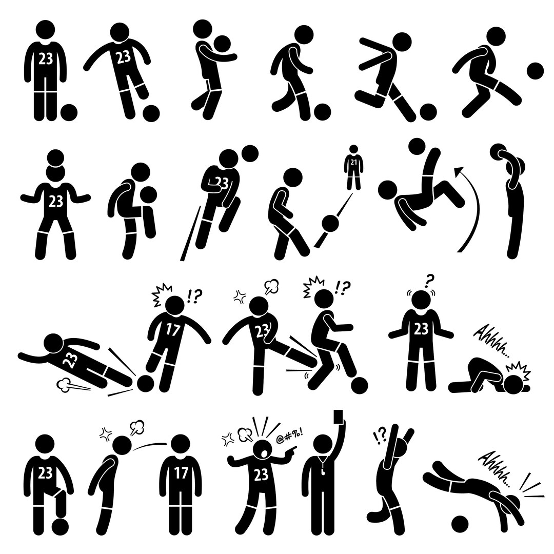 Football Soccer Player Athlete Footballer Actions Poses Kick Ball ...