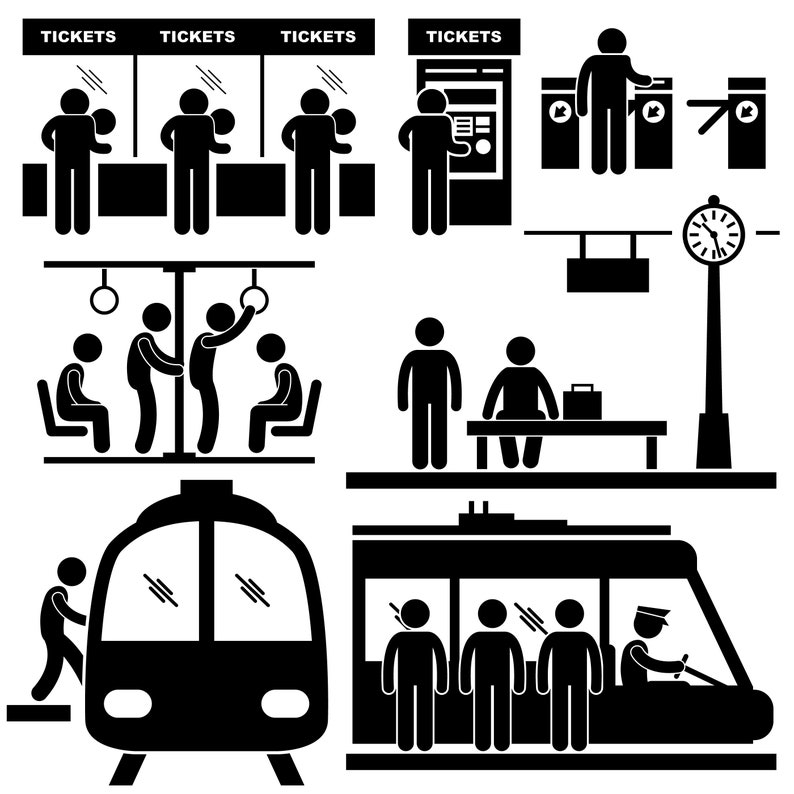 Train Commuter Rail Station Subway Counter Man Person People - Etsy