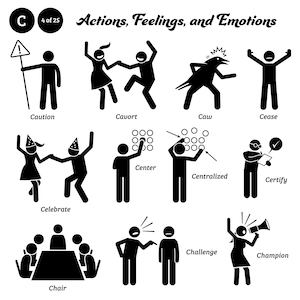 Stick Figures Man People Stickman Silhouette Action Verbs C Vector SVG ...