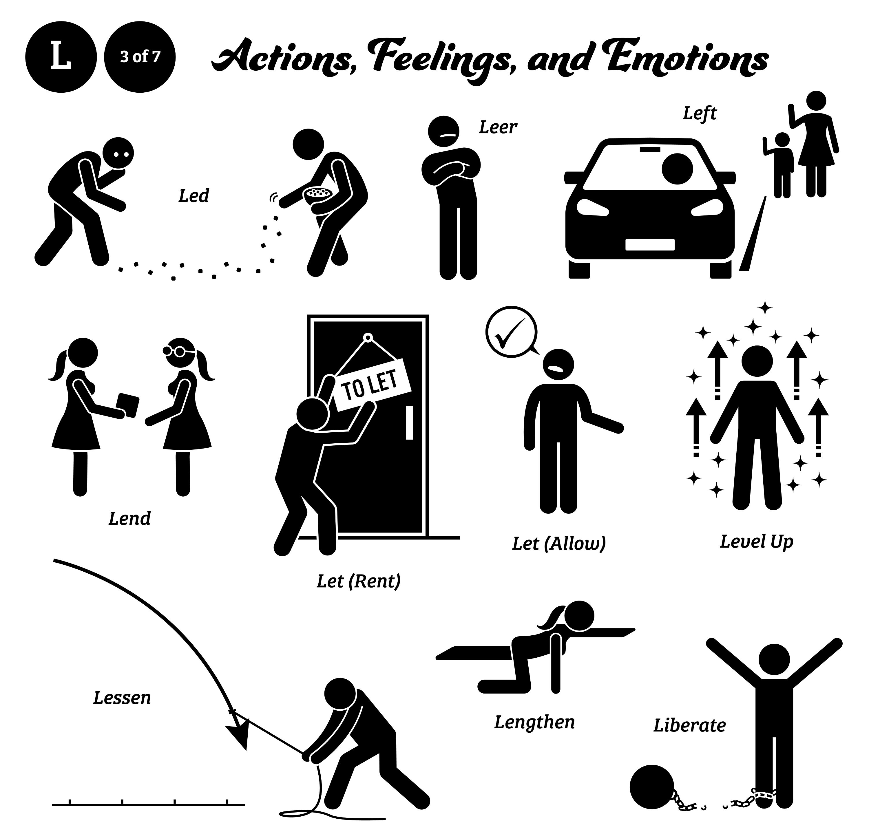 Stick Figures Man People Stickman Silhouette Action Verbs L Vector SVG ...