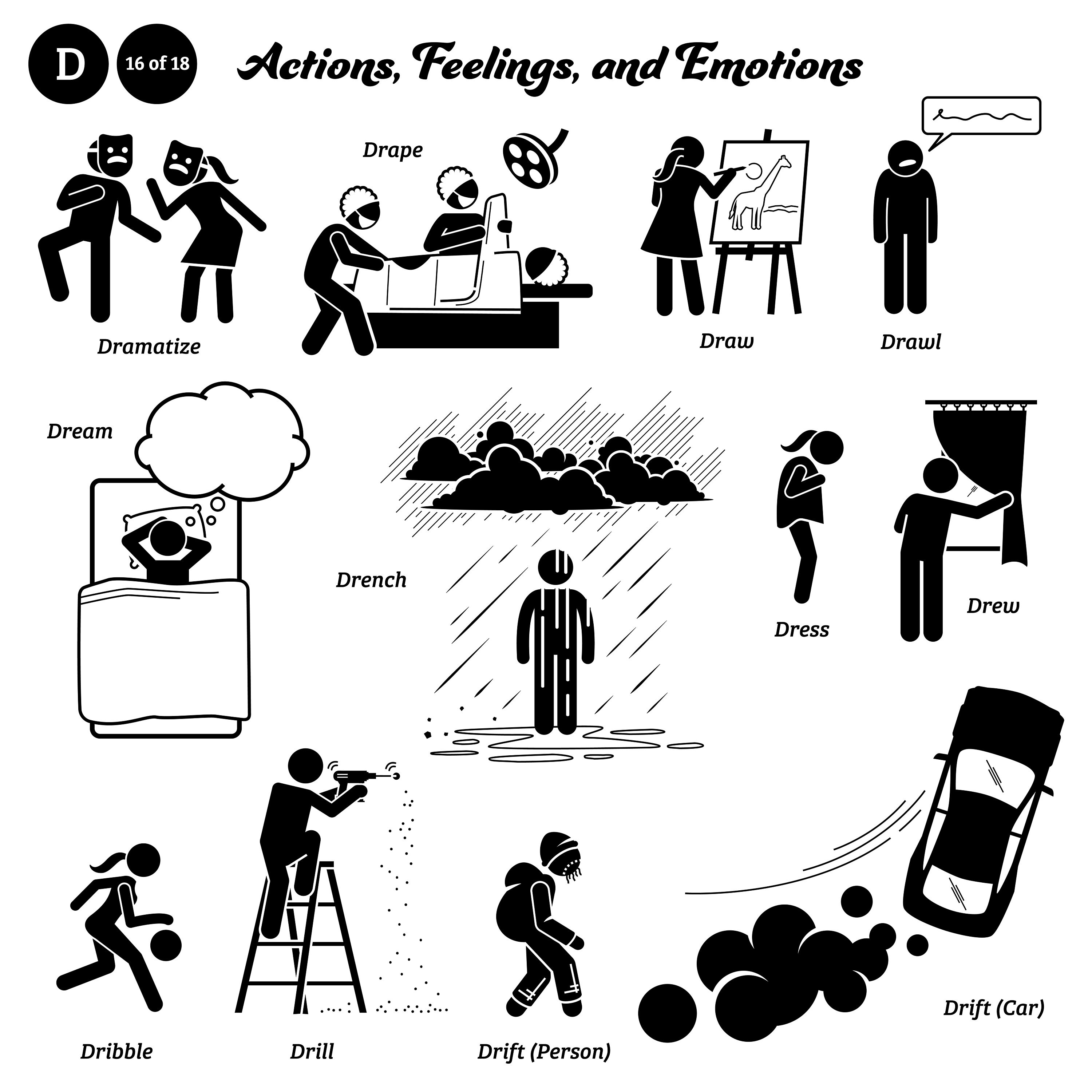 Stick Figures Man People Stickman Silhouette Action Verbs D Vector SVG ...