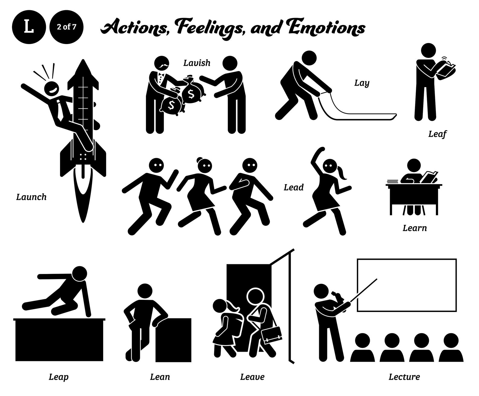Stick Figures Man People Stickman Silhouette Action Verbs L Vector SVG ...