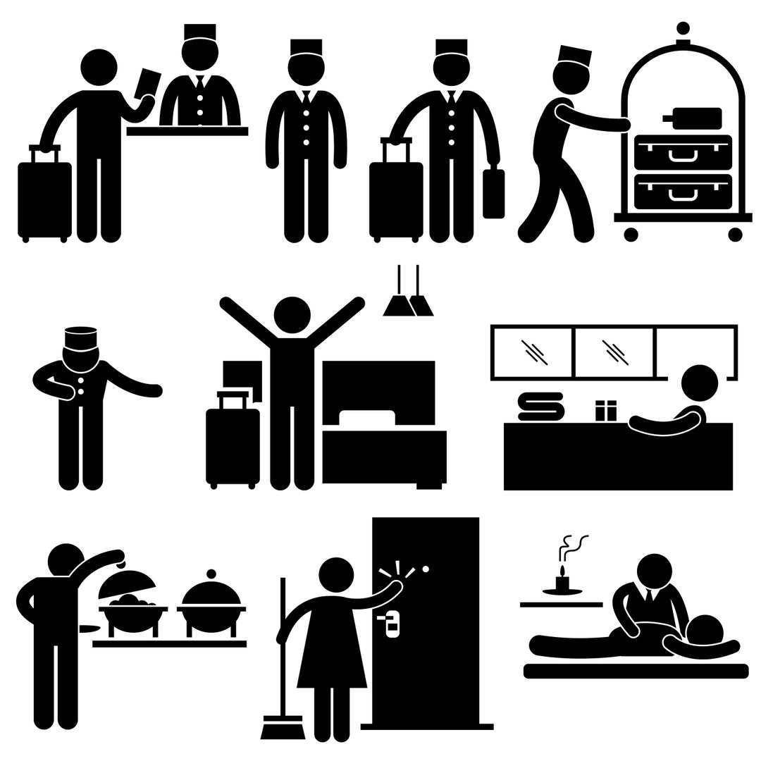 Hotel Workers Room Service Spa Receptionist Bellboy Housekeeper Cleaner ...