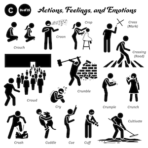 Stick Figures Man People Stickman Silhouette Action Verbs C Vector SVG ...