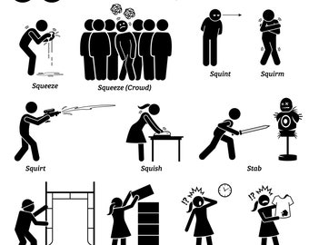 Stick Figures Man People Stickman Silhouette Action Verbs D Vector SVG ...