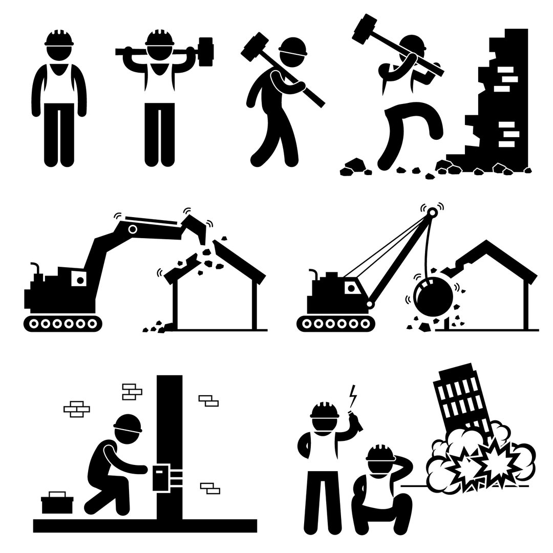 Demolition Worker Hammer Sledge Hammer Demolish Destroy Knock Down ...