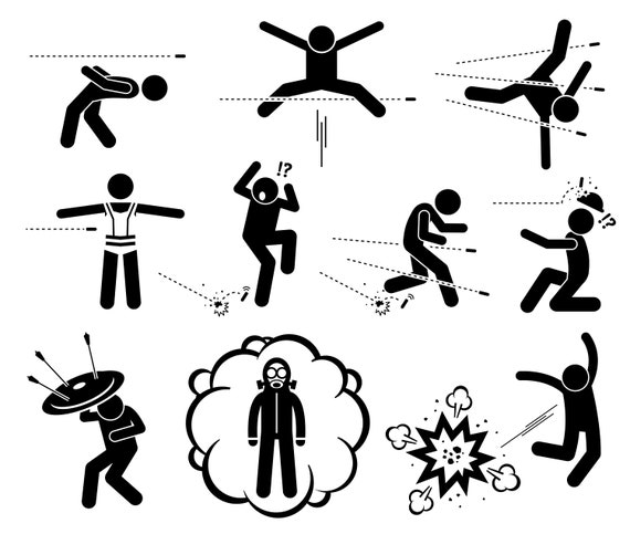 Stick Figure Evade Avoid Gun Bullet Shot Explosion Bomb Attack | Etsy