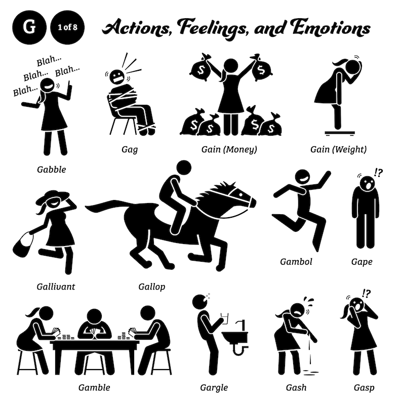 Stick Figures Man People Stickman Silhouette Action Verbs G - Etsy