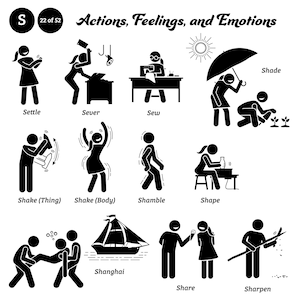 Stick Figures Man People Stickman Silhouette Action Verbs S Vector SVG ...