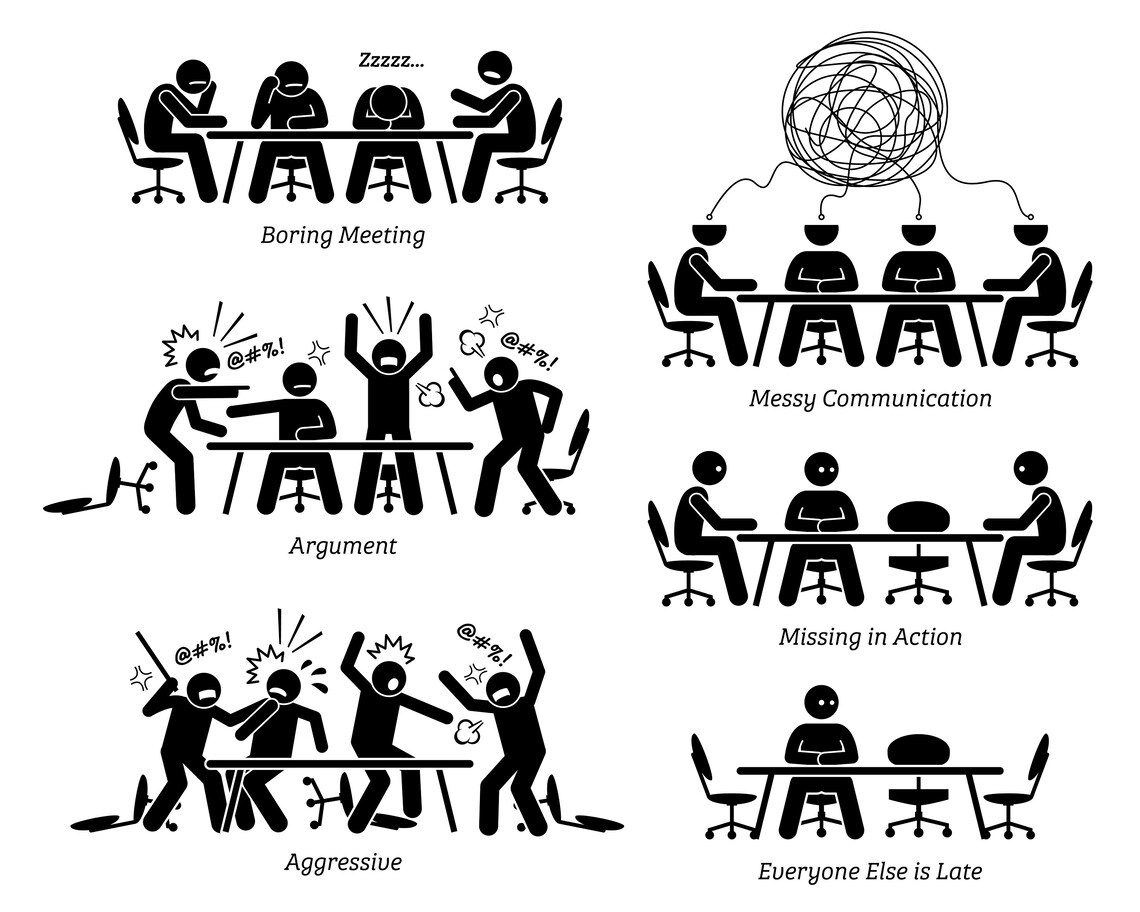 Executives Meeting Discussion Boring Messy Communication Argue Fight ...