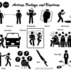 Stick Figures Man People Stickman Silhouette Action Verbs D Vector SVG ...