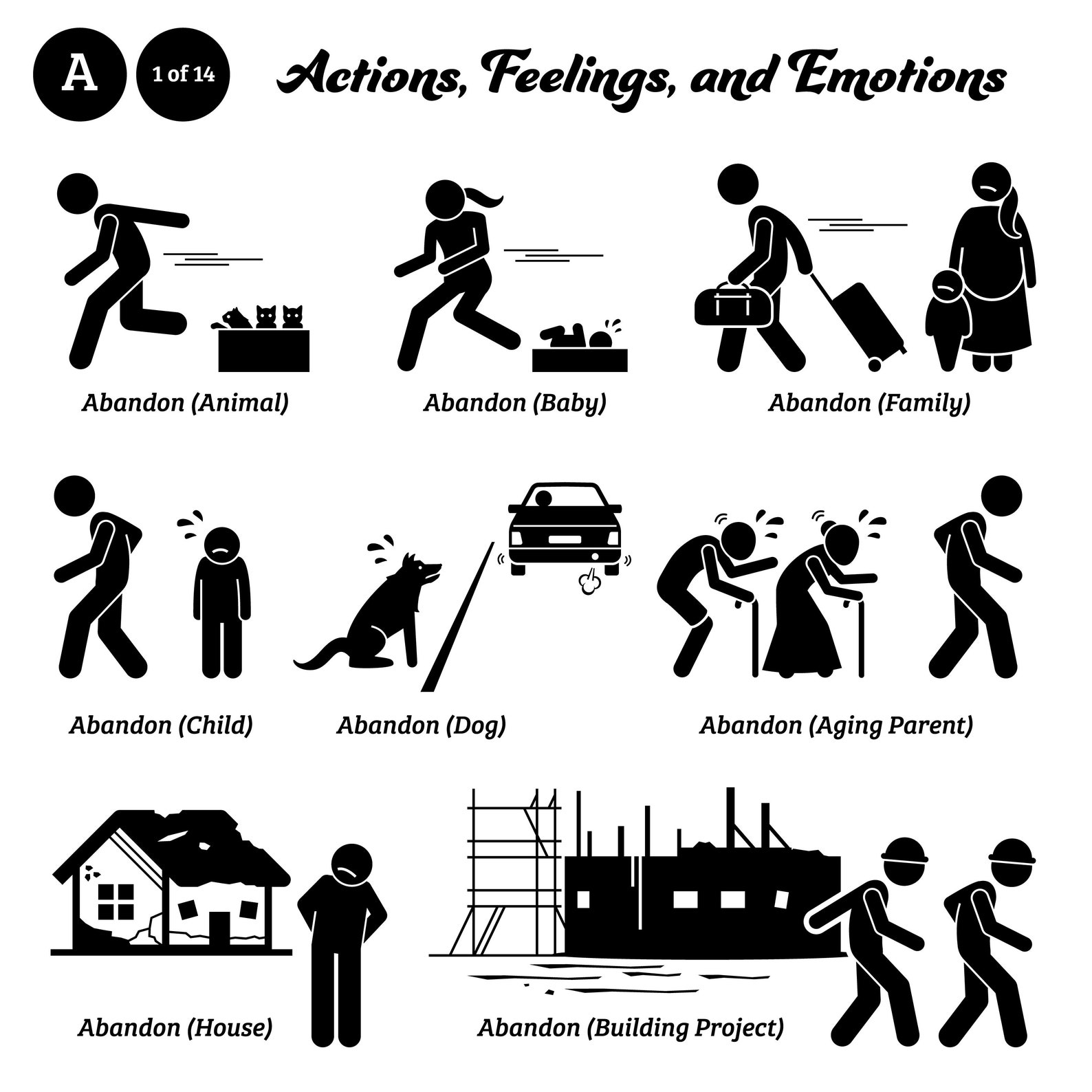 Stick Figures Man People Stickman Silhouette Action Verbs A - Etsy