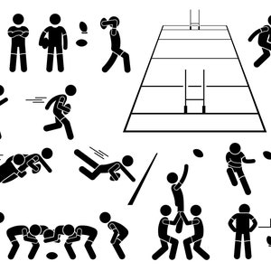 Rugby Player Actions Poses Rugby Ball Rugby Field Goal Pole Scrum Ruck ...