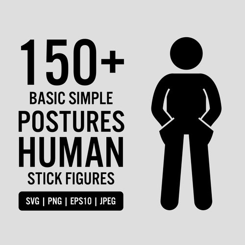 Stick Figure Stickman Stick Man People Person Poses Postures - Etsy