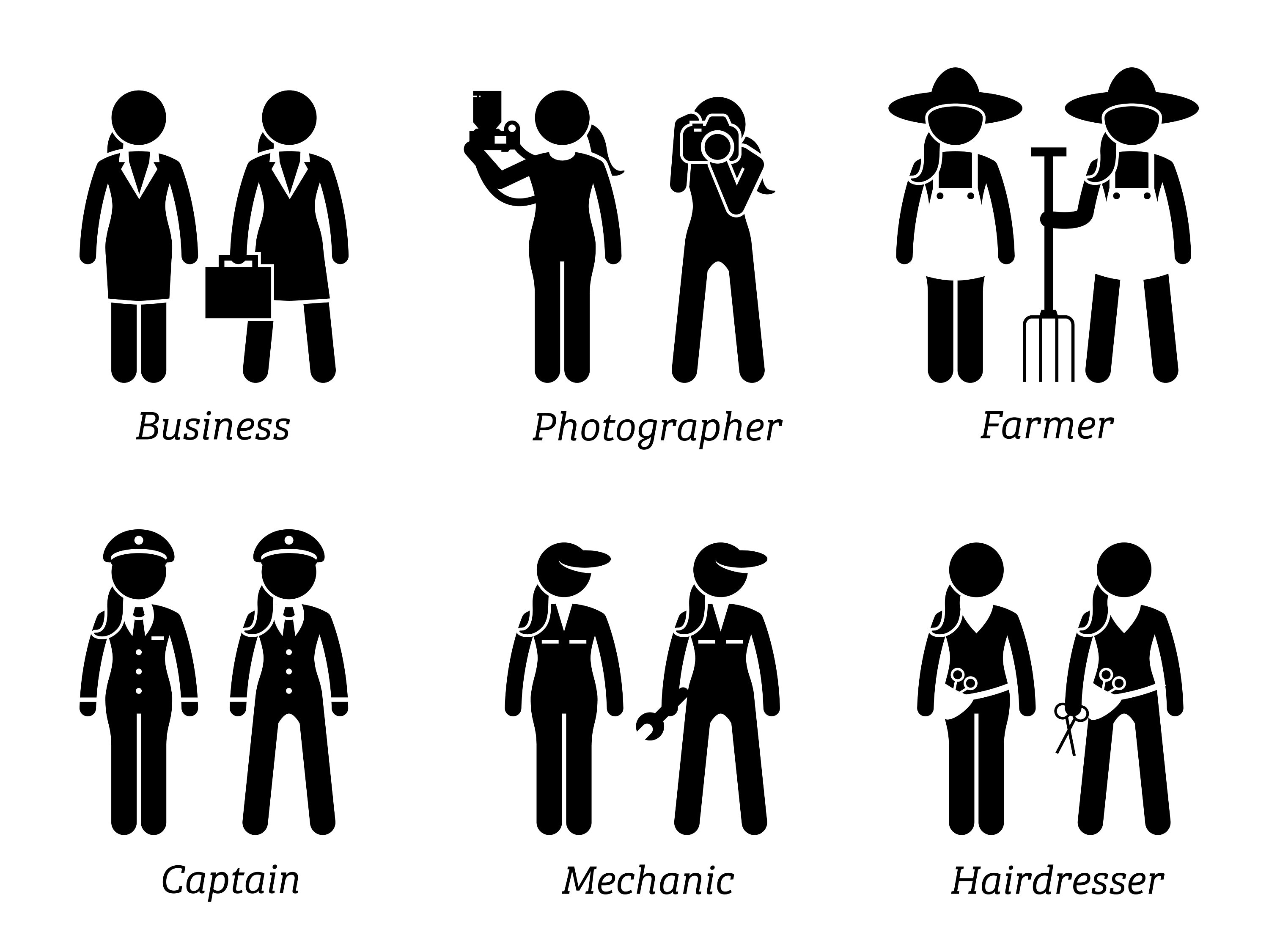 Jobs Occupations Careers Work Women Woman Girl Female Character ...