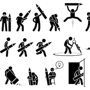 Stick Figure Man People Person Large Big Pencil Pen Eraser Stationary ...