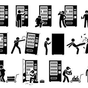 People Man Person Vending Slot Machine Drink Water Can Beverages Worker ...