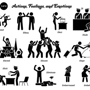 Stick Figures Man People Stickman Silhouette Action Verbs E Vector SVG ...