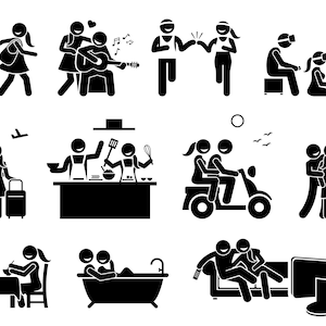 Happy Lover Love Couple Romance Romantic Activities Stick Figures ...