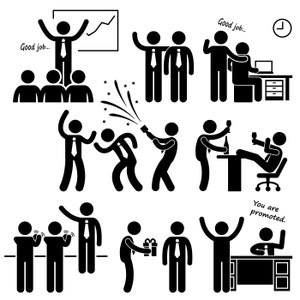 Happy Boss Rewarding Employee Worker Staff Company Office Celebrate ...