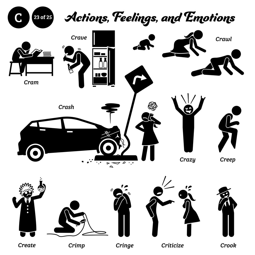 Stick Figures Man People Stickman Silhouette Action Verbs C Vector SVG ...