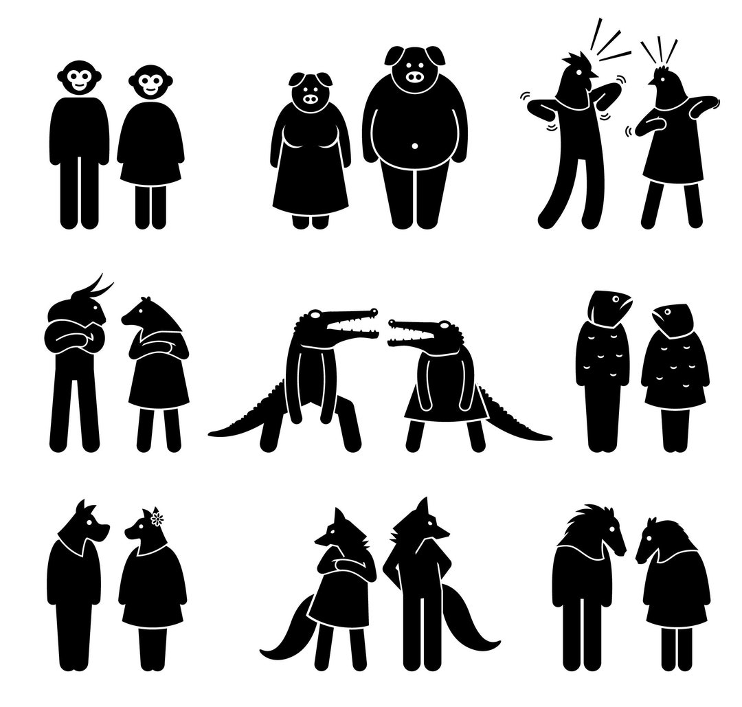 Anthropomorphic Animal Characters Personality of Male Man Girl Female ...