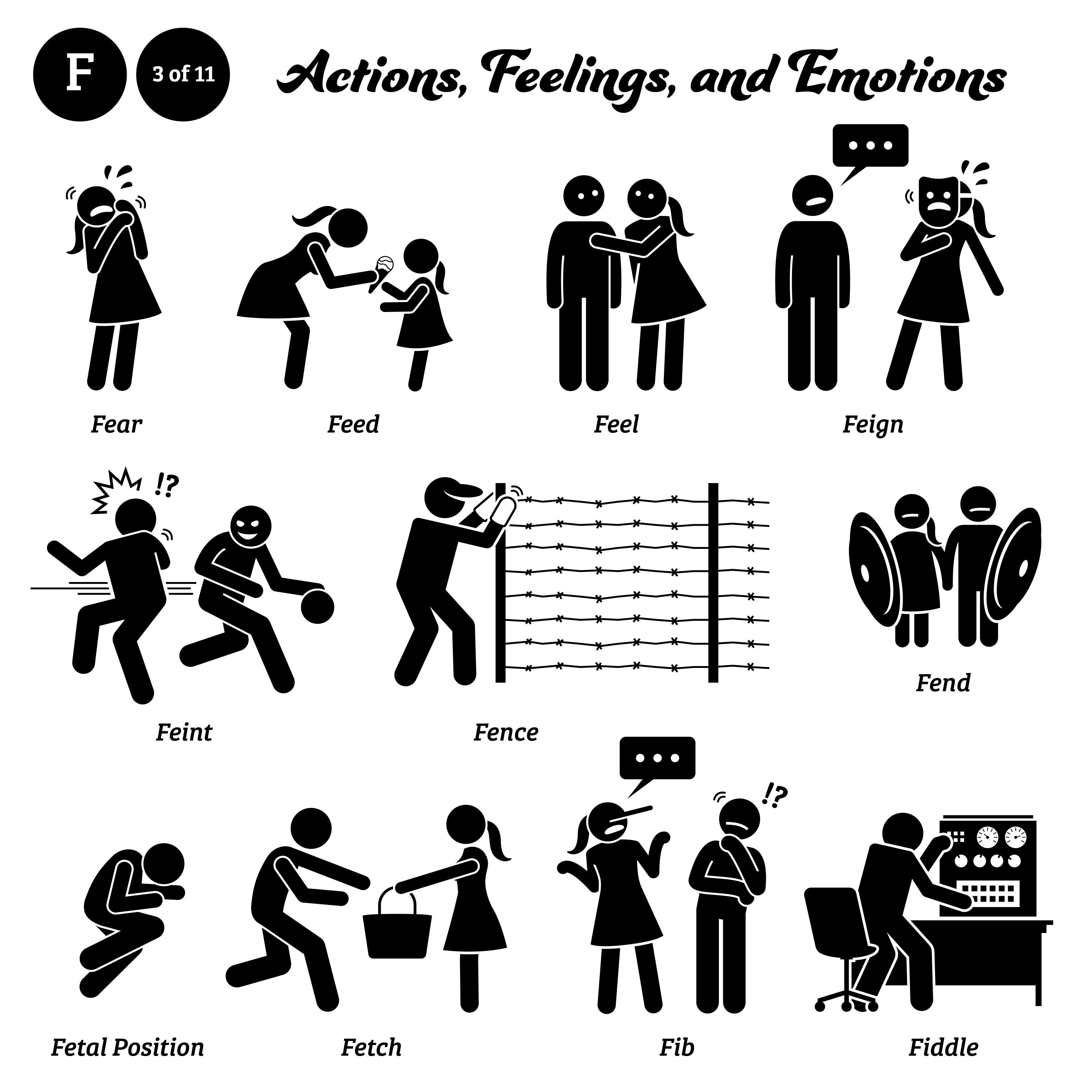 Stick Figures Man People Stickman Silhouette Action Verbs F Vector SVG ...