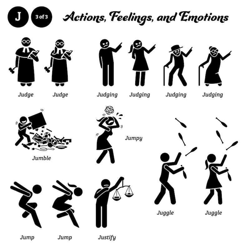 Stick Figures Man People Stickman Silhouette Action Verbs J Vector SVG ...