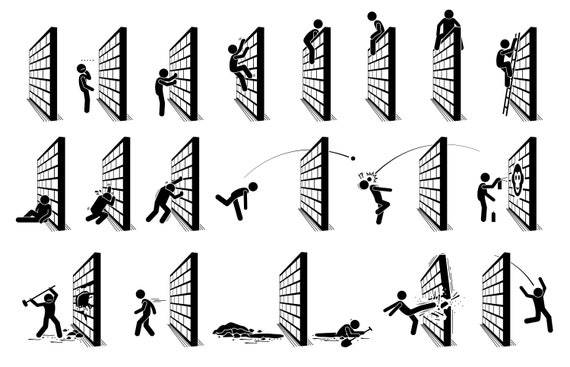 Man Person Brick Wall Barrier Hurdle Divider Climb Roadblock - Etsy