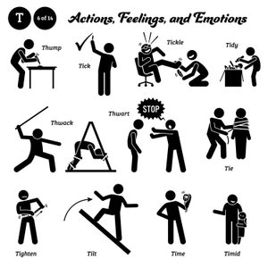 Stick Figures Man People Stickman Silhouette Action Verbs T Vector SVG ...