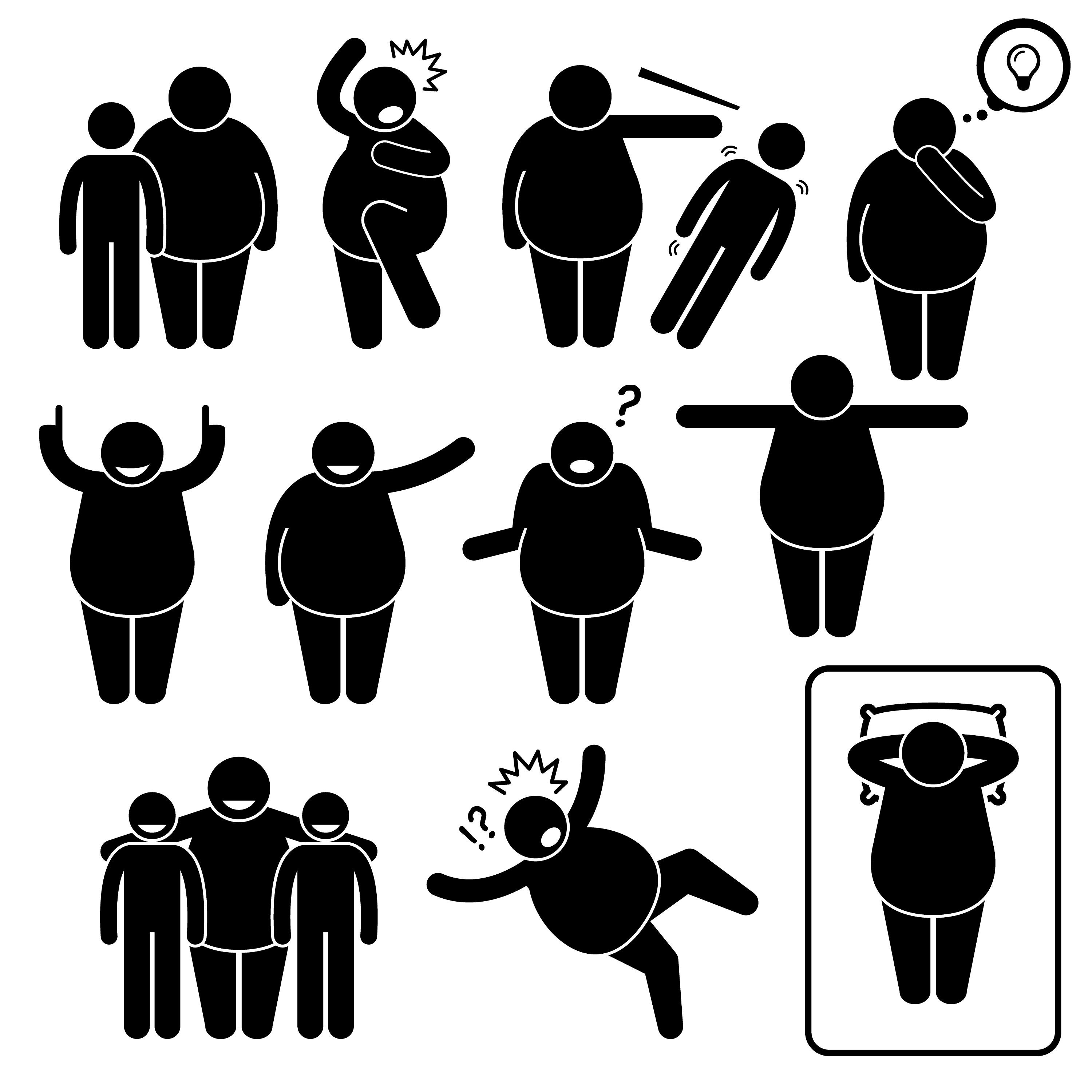 Fat Obese Obesity Overweight Big Man Action Poses Postures Punch Sleep ...