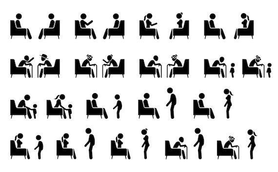 People Sitting Sofa Chair Talk Facing Each Other Man Woman | Etsy