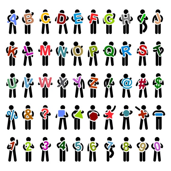 Stick Figure Hold Carry Alphabet A to Z Text A-Z Icon Number - Etsy Canada