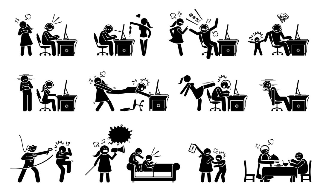 Gaming SVG, Addiction EPS, Gamer Vector, Gamer PNG, People Silhouette ...