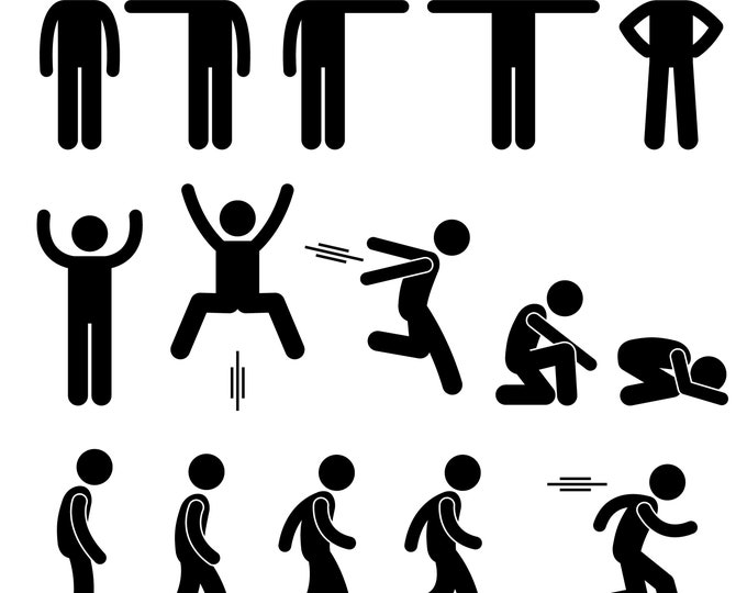 Human Stick Figure Stickman Man Actions Poses Postures - Etsy