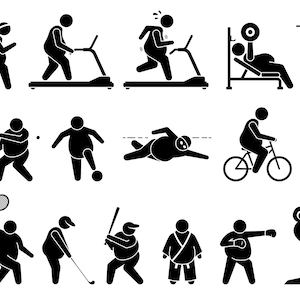 Fat Man Exercise Gym Playing Sport Weight Loss Fitness Obese Obesity ...