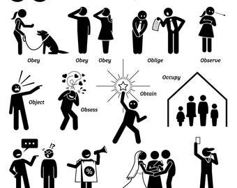 Stick Figures Man People Stickman Silhouette Action Verbs O Vector SVG ...