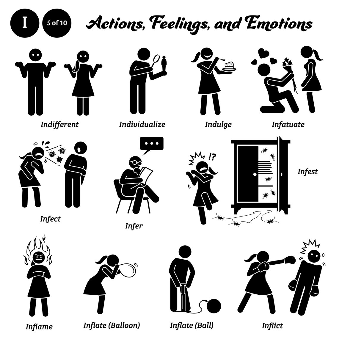Stick Figures Man People Stickman Silhouette Action Verbs I - Etsy