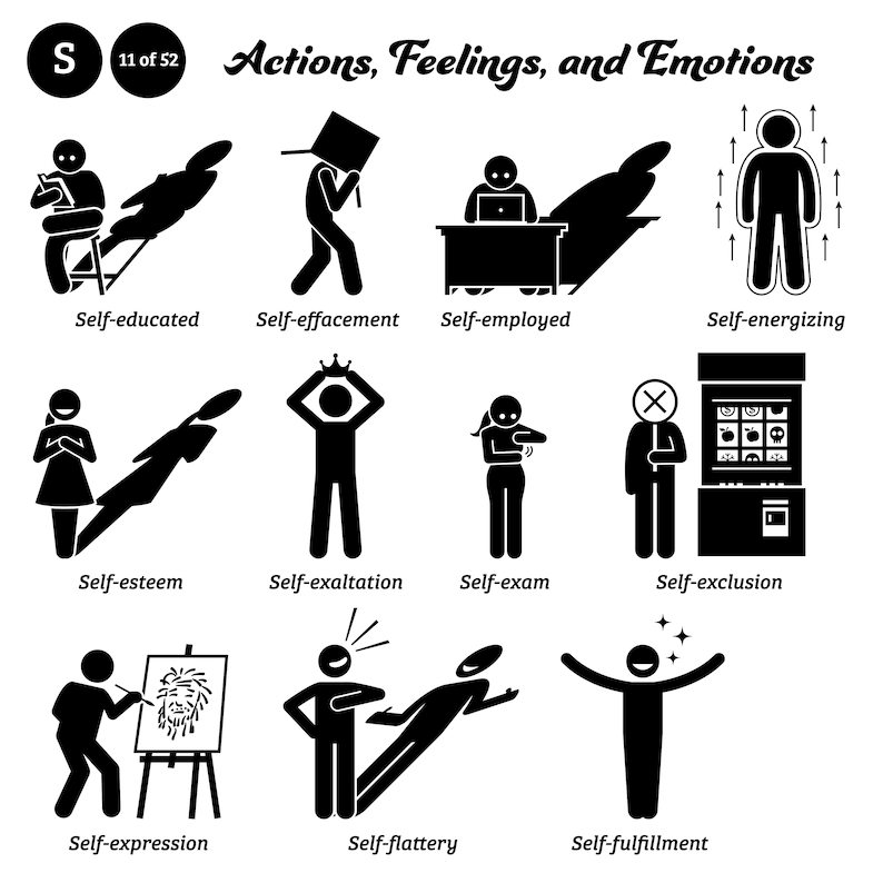 Stick Figures Man People Stickman Silhouette Action Verbs S Vector SVG ...
